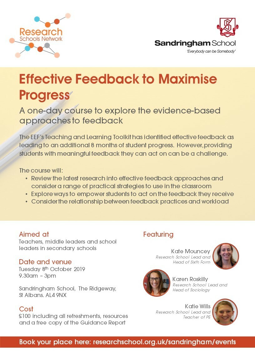 Effective Feedback to Maximise Progress | Sandringham Research School