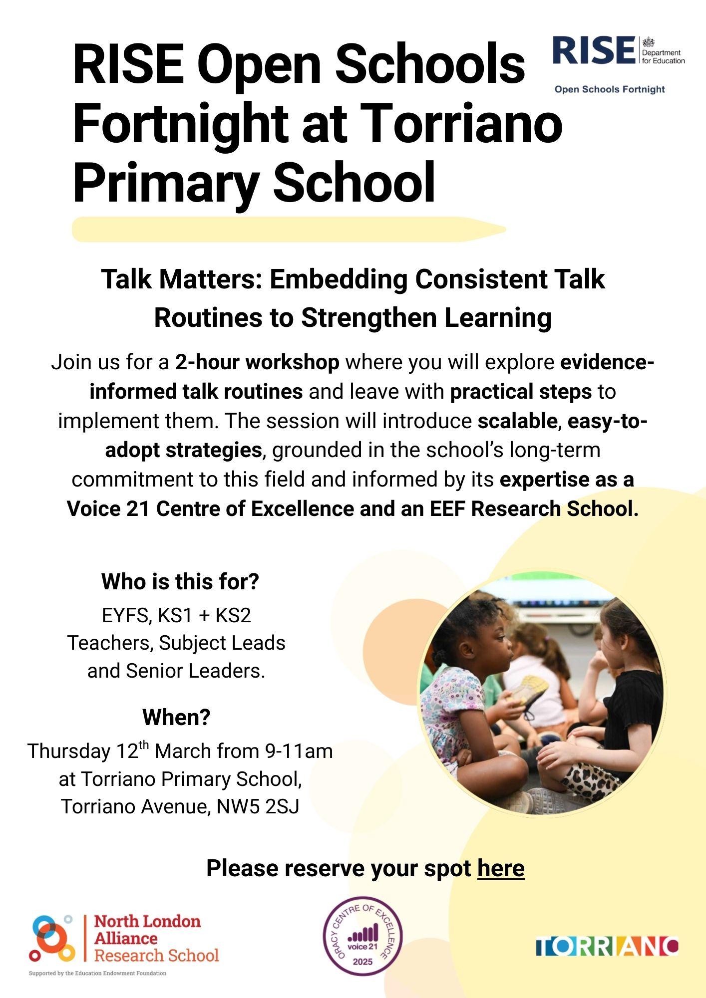 RS Network | RISE Open Schools Fortnight at Torriano Primary School